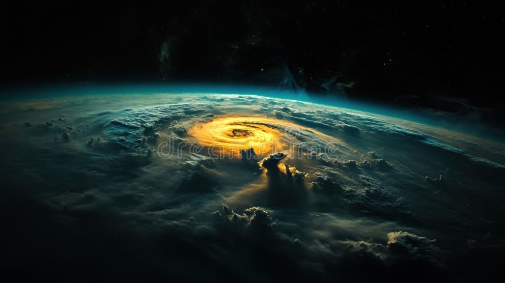 Outer Space Image Showing a Storm on Planet Earth Stock Illustration ...