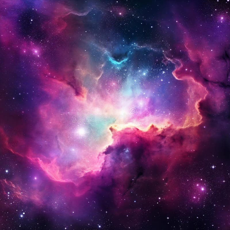 Outer Space with a Cosmic Nebula.. AI Generative Stock Illustration - Illustration of bodies ...