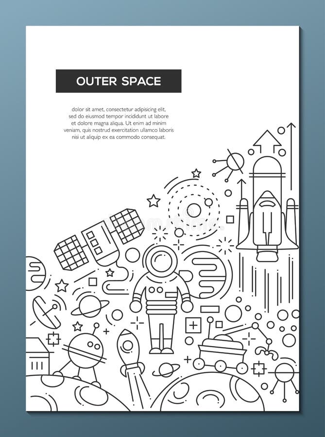 Outer Space - Line Design Brochure Poster Template A4 Stock Vector ...