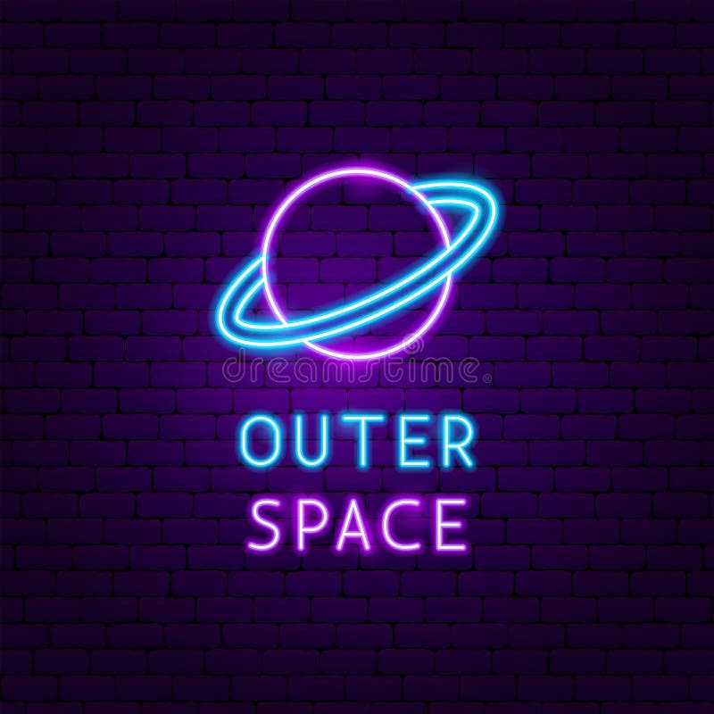 Outer Space Neon Banner Design Stock Vector - Illustration of cosmic ...