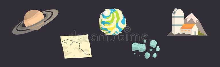 Outer Space Object and Planet Vector Set Stock Vector - Illustration of outer, sign: 334825965