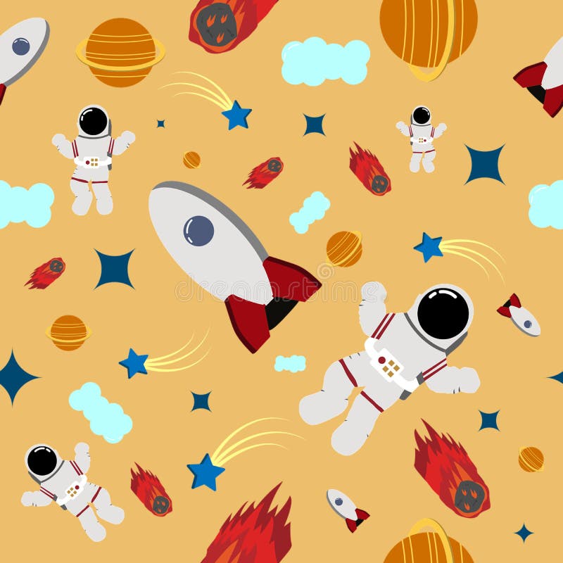 Outer Space on Orange Background Geometrical Pattern Seamless Repeat ...