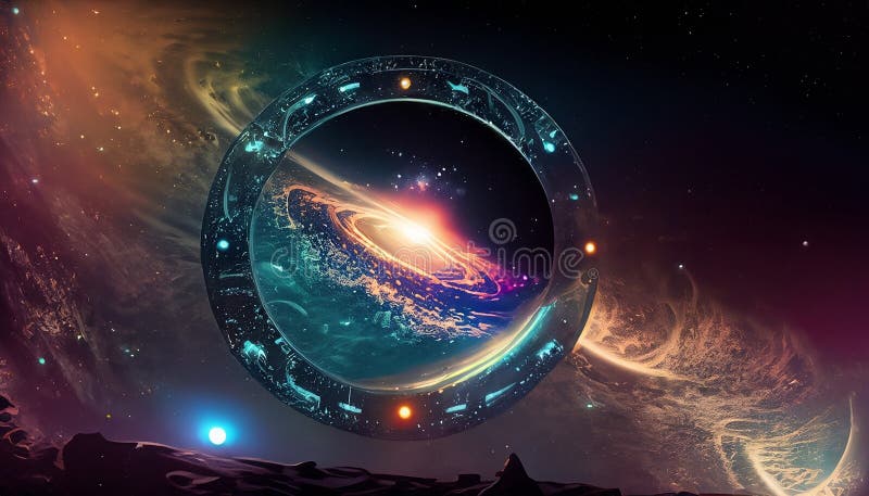 Outer Space with a Portal Suitable As a Book Cover Stock Illustration ...