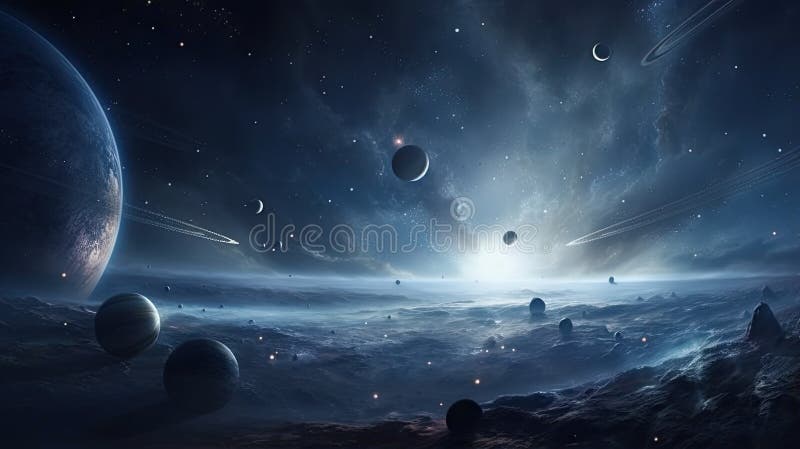 Outer Space Scene with Planets and Galaxies with Copy Space Ai ...