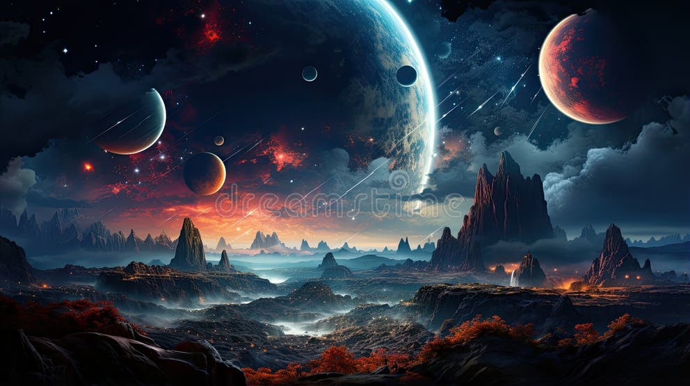 Outer Space Scene with Planets and Galaxies with Copy Space Ai ...