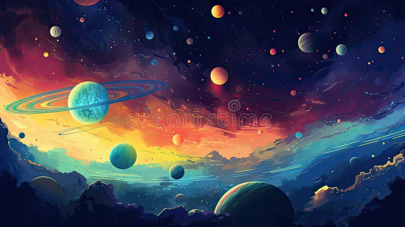 Outer Space Scene with Planets and Galaxies with Copy Space Ai ...