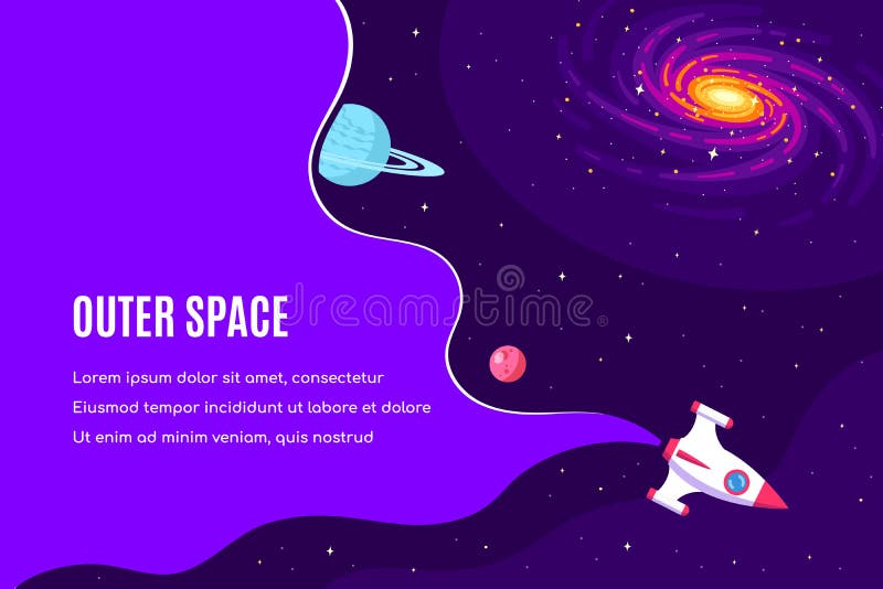 Outer Space Concept Banner Template in Flat Style Stock Vector ...