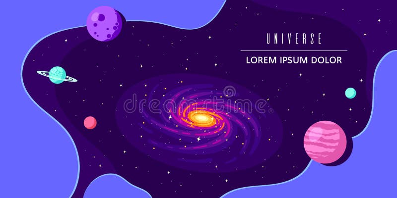 Outer Space Concept Banner Template in Flat Style Stock Vector ...