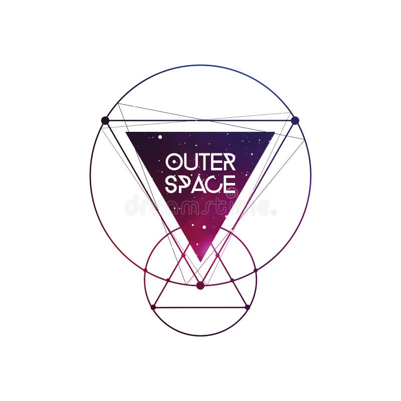 Outer Space Scientific Template with Logo Area. Hipster Triangles and ...