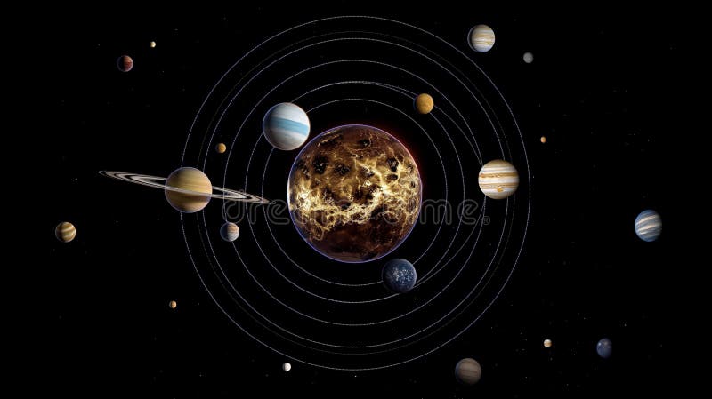 Outer Space Solar System in Deep Darkness 3d Rendering Image, Ai Generated Stock Illustration ...