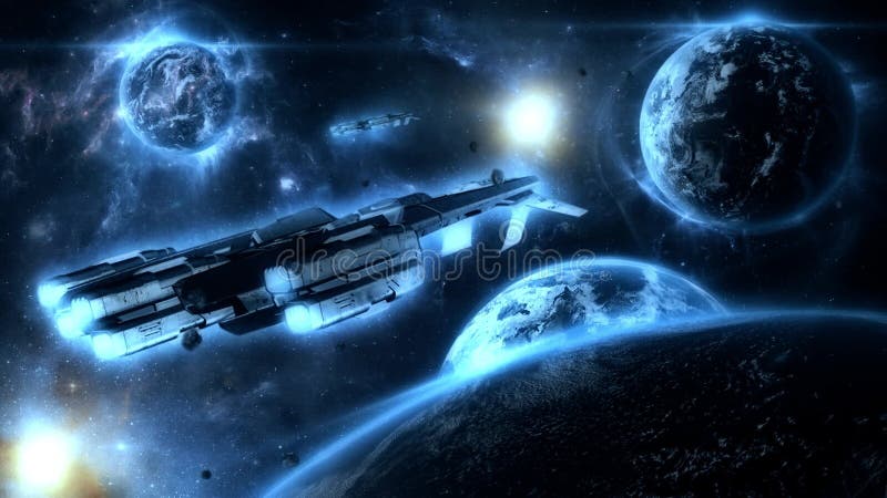 Outer Space - Spaceships Flying in an Asteroids Field - Loop Motion ...