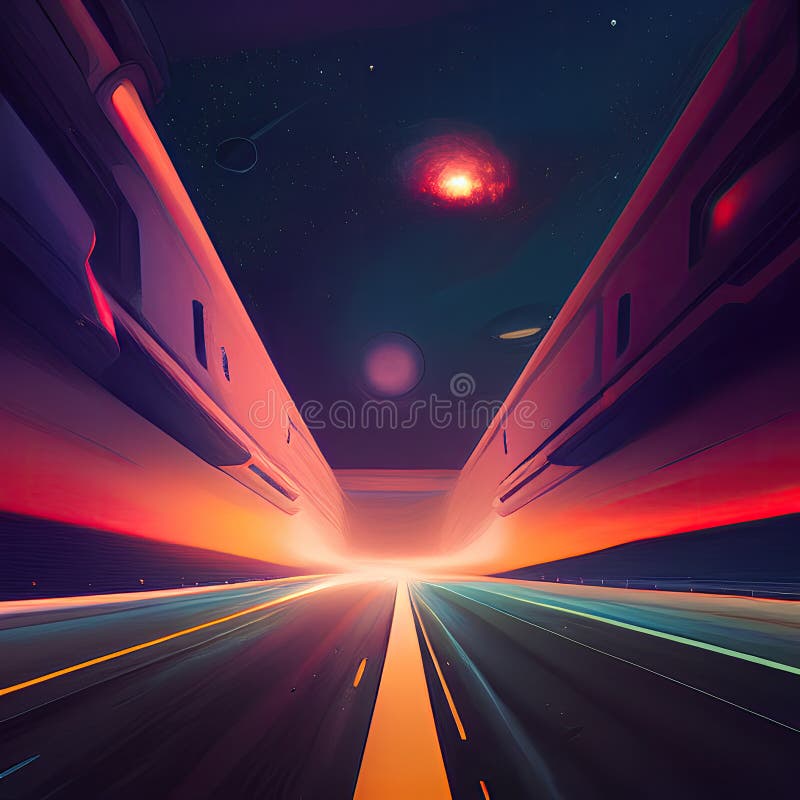 Outer Space Vanishing Point Super Highway Stock Illustration ...