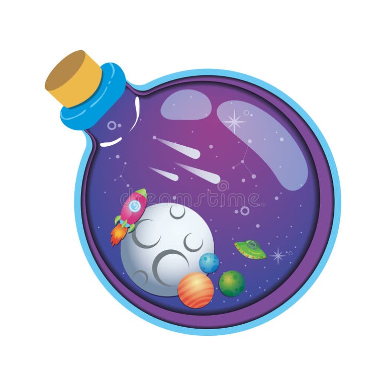 Outer Space View on a Potion Bottle Vector Stock Vector - Illustration ...