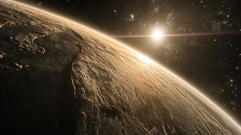 Outer Space View Shows a Planetary Body with a Shining Star and Many ...