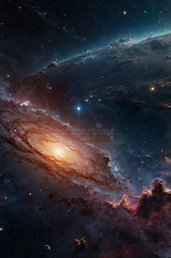 Outer Space Vivid Image of Galaxies, Stars and Planets. Background ...