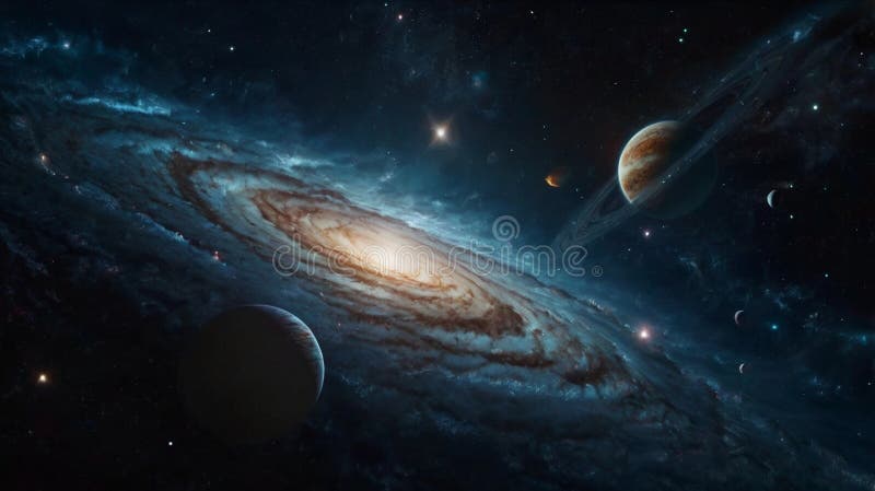 Outer Space Vivid Image of Galaxies, Stars and Planets. Background ...