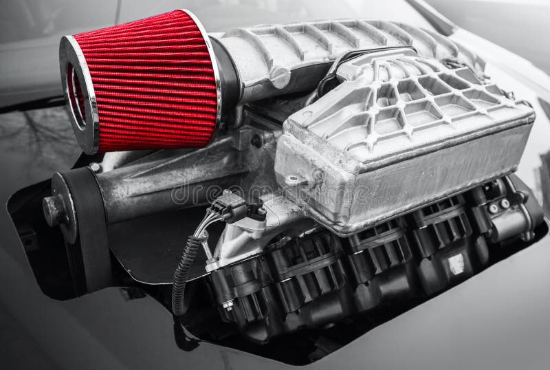 Outer Supercharger, Air Compressor with Red Filter Stock Image - Image ...