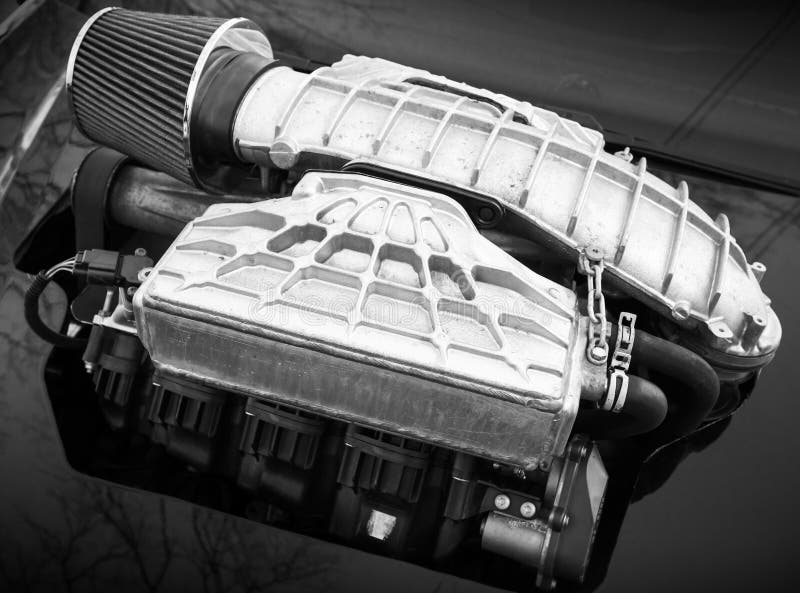 Outer Supercharger, Air Compressor on Sport Car Stock Photo - Image of ...