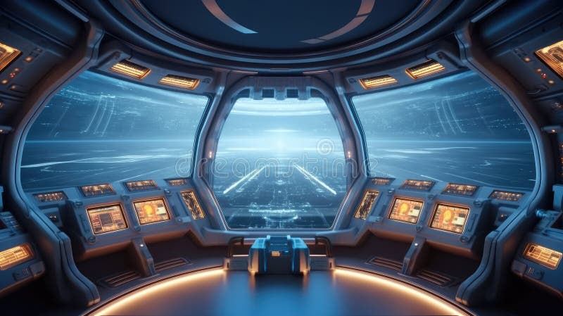 Outer View of Spaceship Window. Generative AI Stock Illustration ...