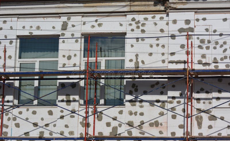 Insulation of the External Walls of the House with Foam Stock Image ...