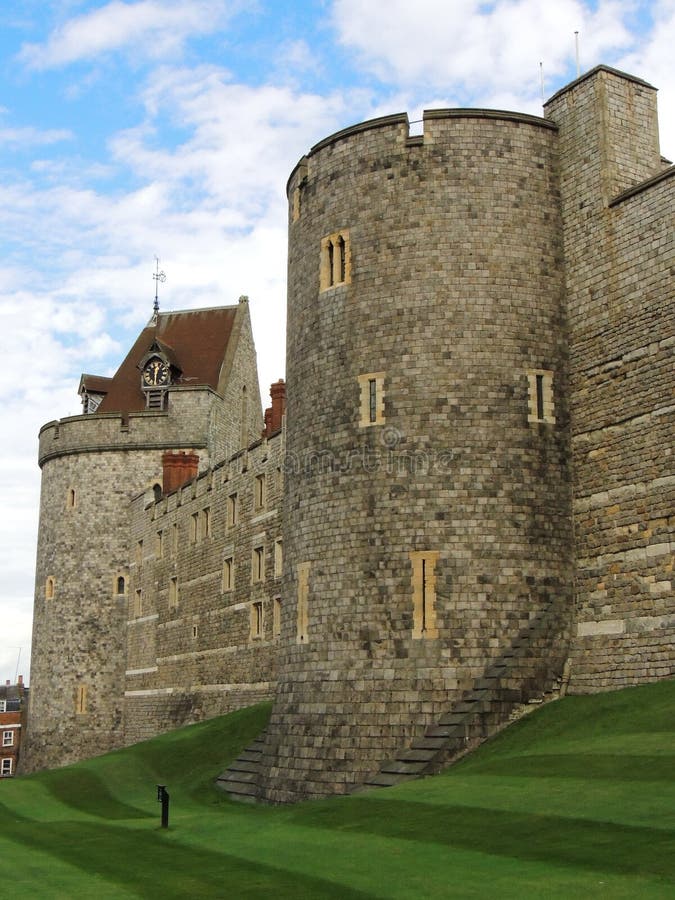 Outer Castle Walls in the Town, Windsor, England UK Stock Image - Image ...