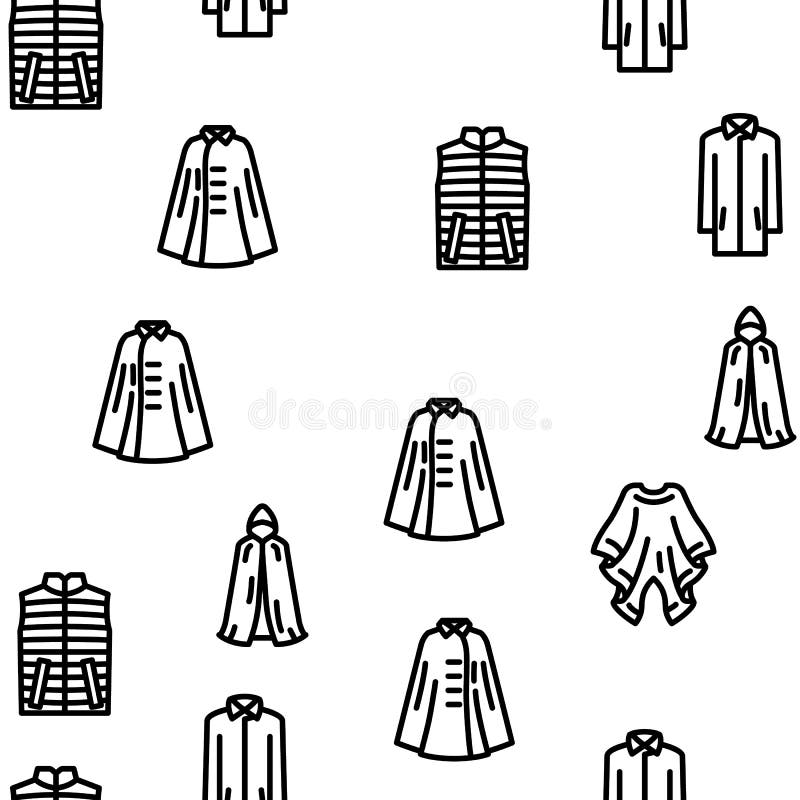 Outerwear Female Clothes Girl Vector Seamless Pattern Stock Vector