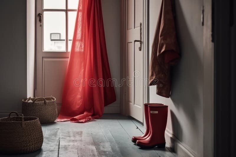 Outerwear and Rubber Boots in Cozy the Hallway Stock Image - Image of ...