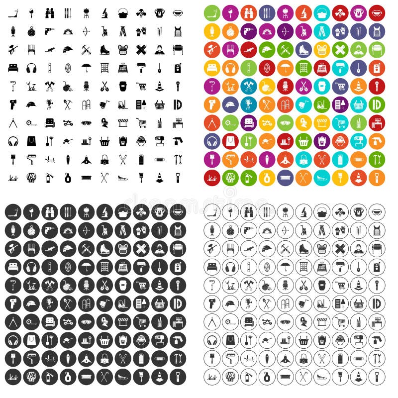 100 Outfit Icons Set Vector Variant Stock Vector - Illustration of ...