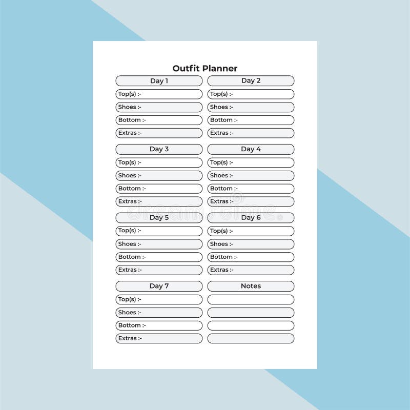Outfit Planner KDP Interior Logbook Template. Regular Outfit ...