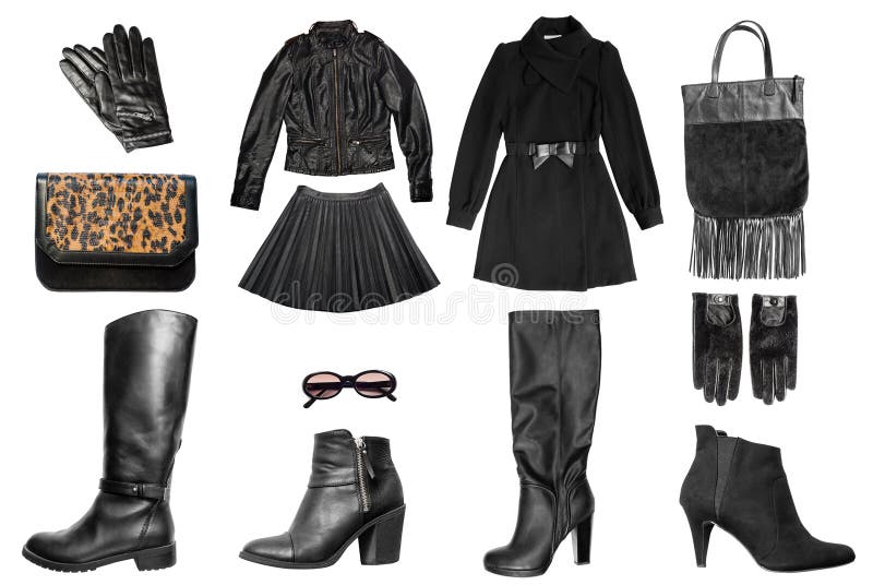 Outfits of Clothes on a White Background Stock Photo - Image of female ...