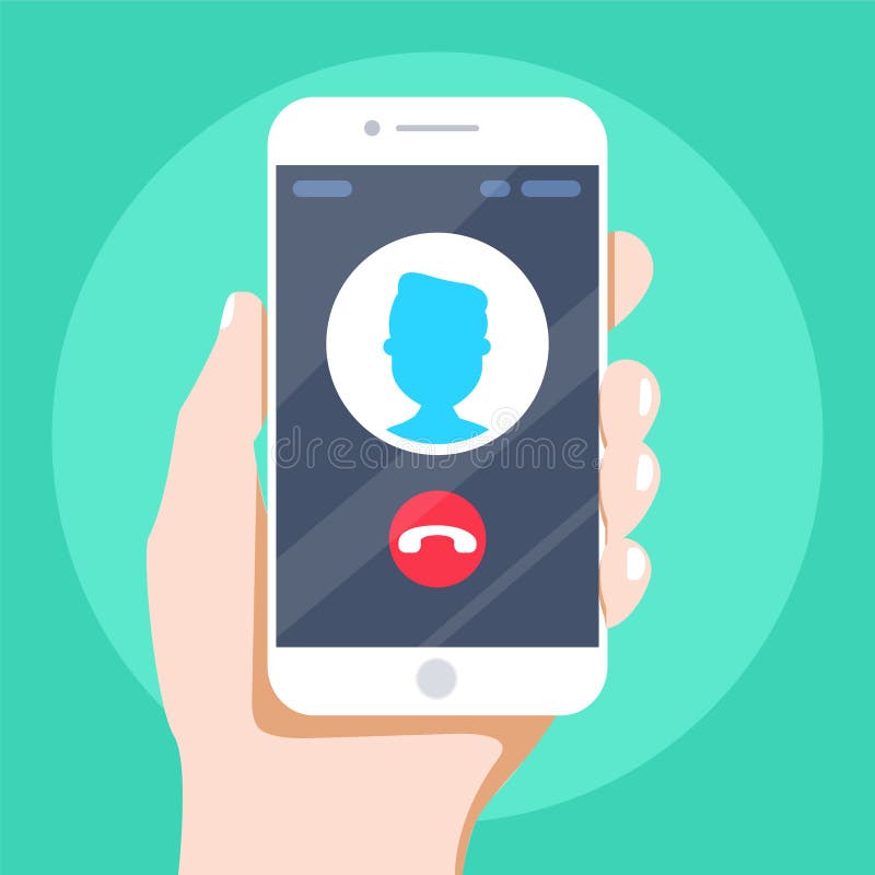 Outgoing Call. White Smartphone with Call Screen. Waiting for Answer ...