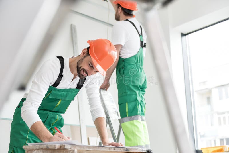 Outgoing Master-builder Protracting Draft in Apartment Stock Image ...