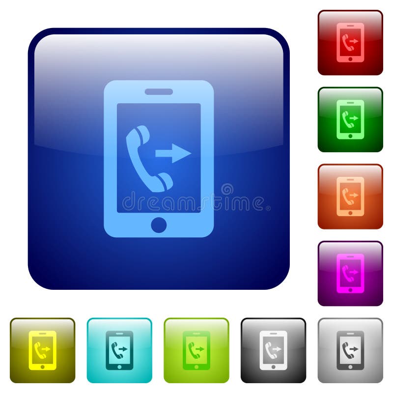 Outgoing Mobile Call Color Square Buttons Stock Vector - Illustration ...