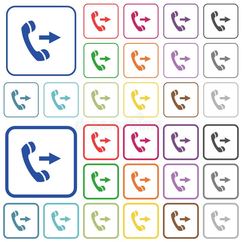 Outgoing Phone Call Outlined Flat Color Icons Stock Vector ...
