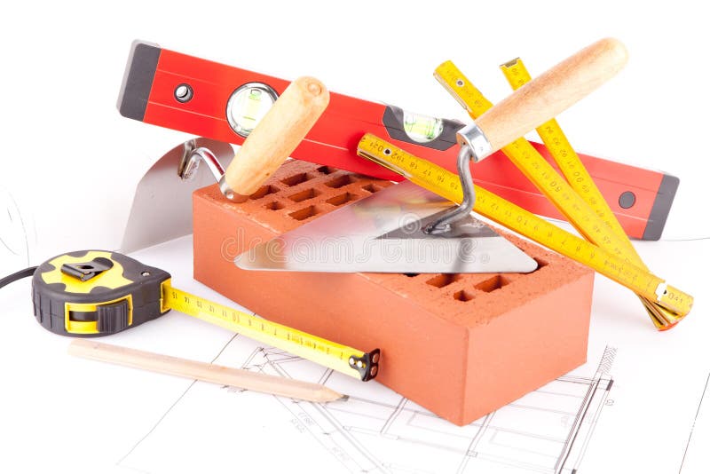 Outils De Construction De Brique Et De Maçon Image stock - Image du ...