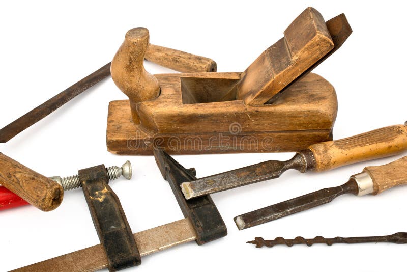 Outils De Menuiserie Sur Le Fond En Bois De Table Avec Image stock ...