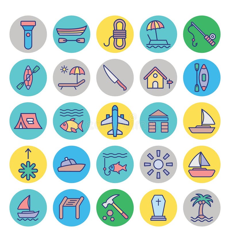 Outing and Journey Isolated Vector Icons Set that Can Easily Modify or ...