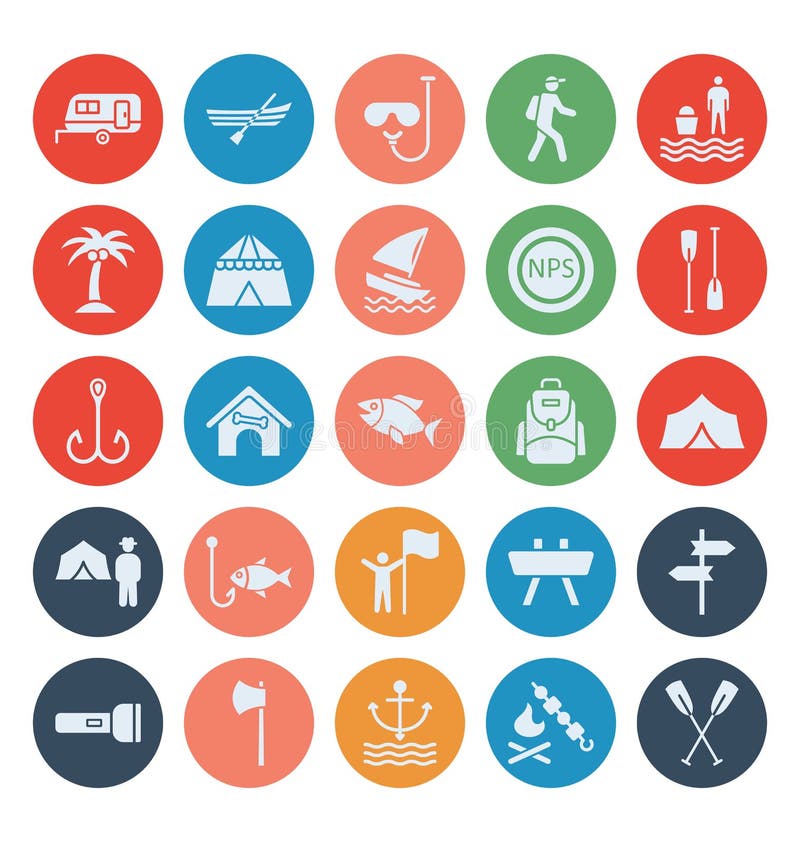 Outing and Journey Isolated Vector Icons Set that Can Easily Modify or ...