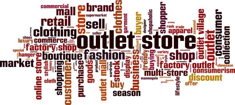 Outlet store word cloud stock vector. Illustration of concept - 209206428