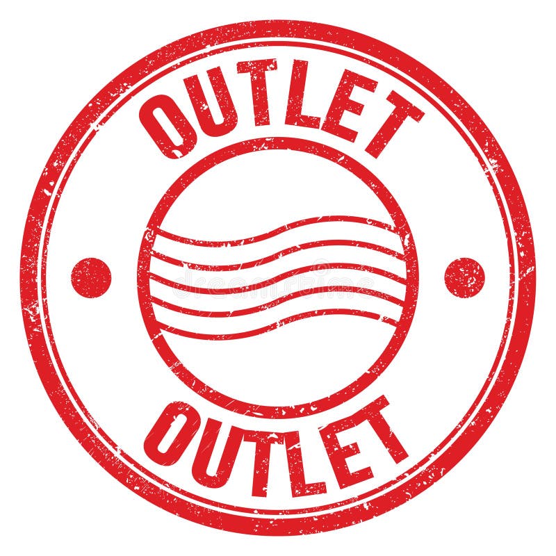OUTLET Text Written on Red Round Postal Stamp Sign Stock Illustration ...
