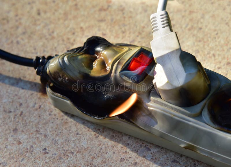 Outlets with Switche Caught Fire in Room. Overloaded Electrical Current ...