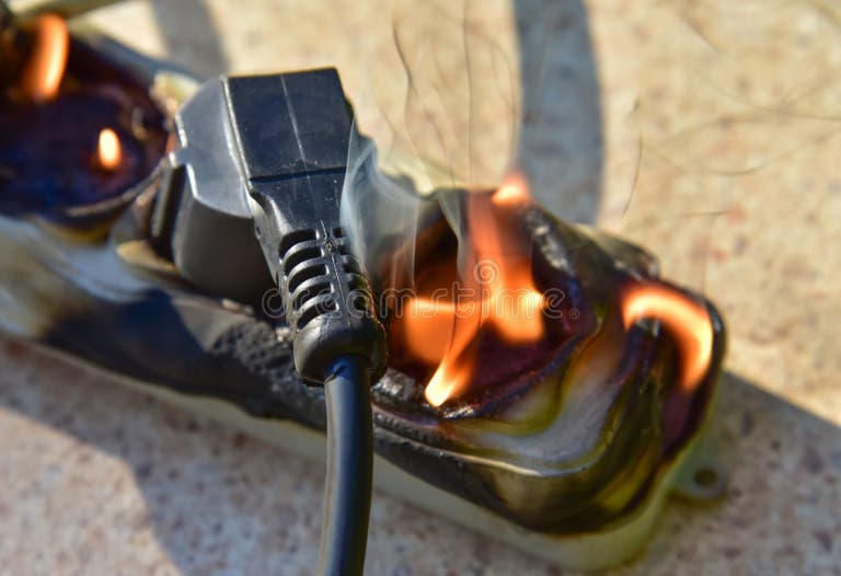 Outlets with Switche Caught Fire in Room. Overloaded Electrical Current ...