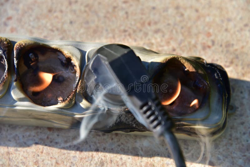 Outlets with Switche Caught Fire in Room. Overloaded Electrical Current ...