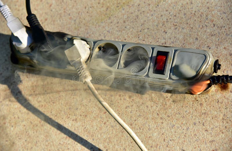Outlets with Switche Caught Fire in Room. Overloaded Electrical Current ...