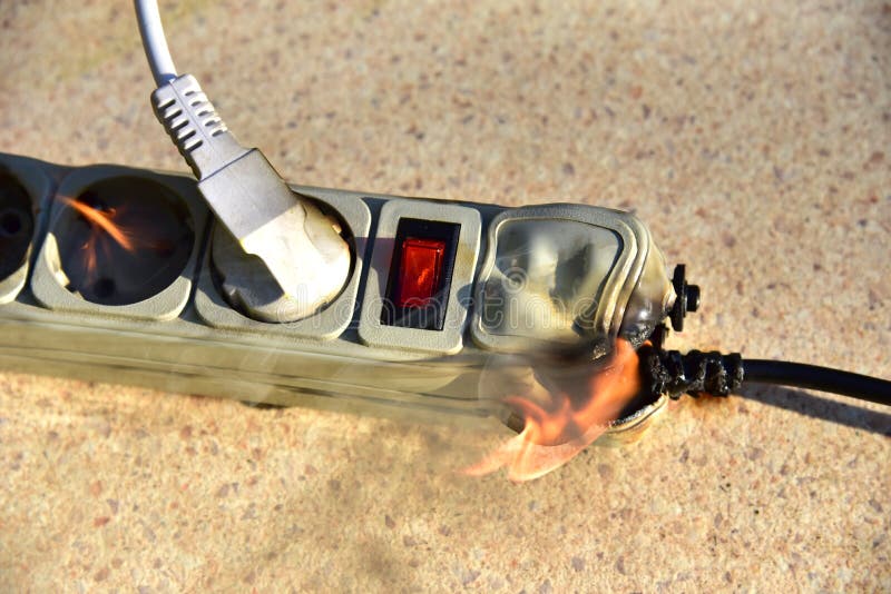 Outlets with Switche Caught Fire in Room. Overloaded Electrical Current ...