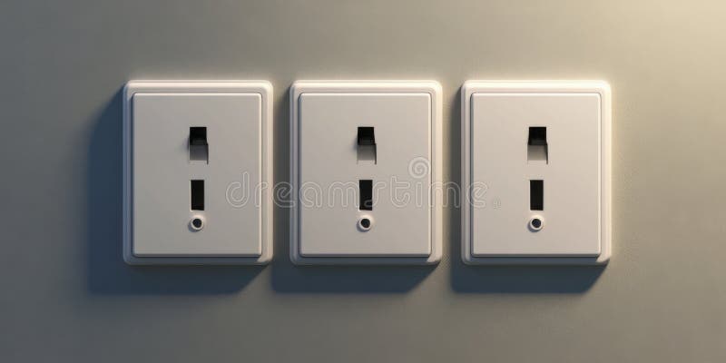 Outlets on a Wall with Three Switches Showing Power Options in a Modern ...