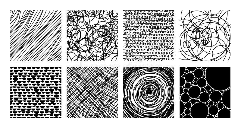 Outline Abstract Shapes, Lines, Dots and Squiggly Patterns. Doodle ...