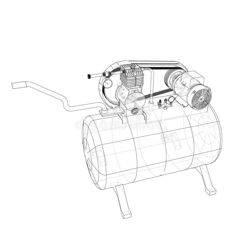 Outline Air compressor stock illustration. Illustration of industry ...