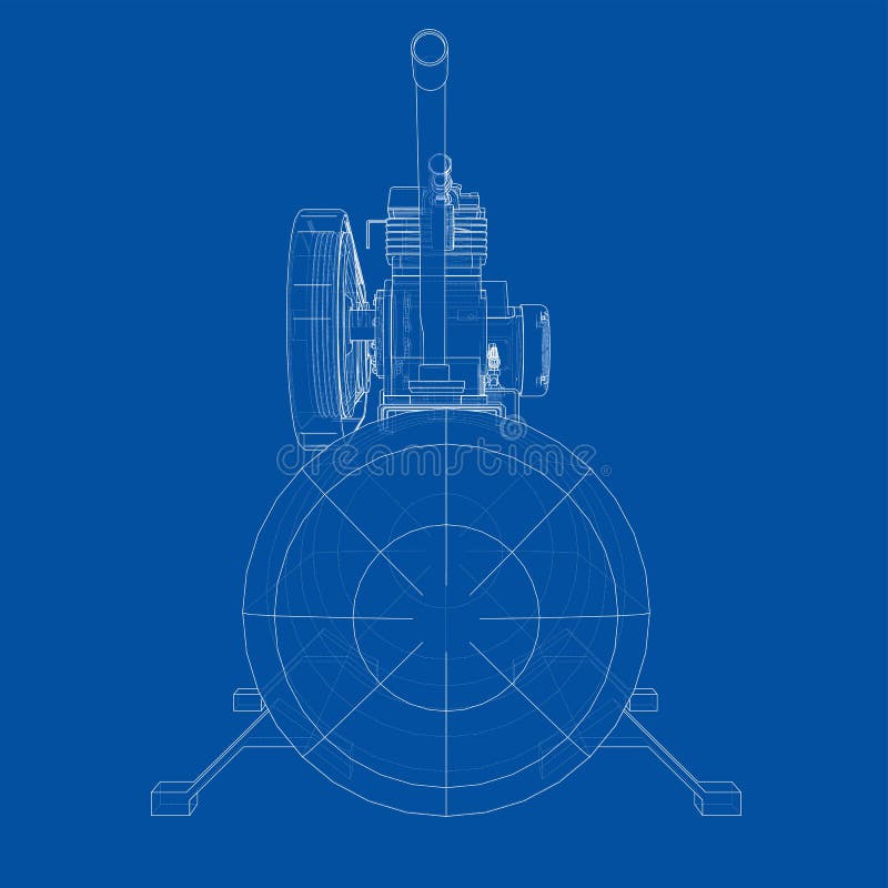 Outline Air Compressor. Vector Stock Vector - Illustration of ...