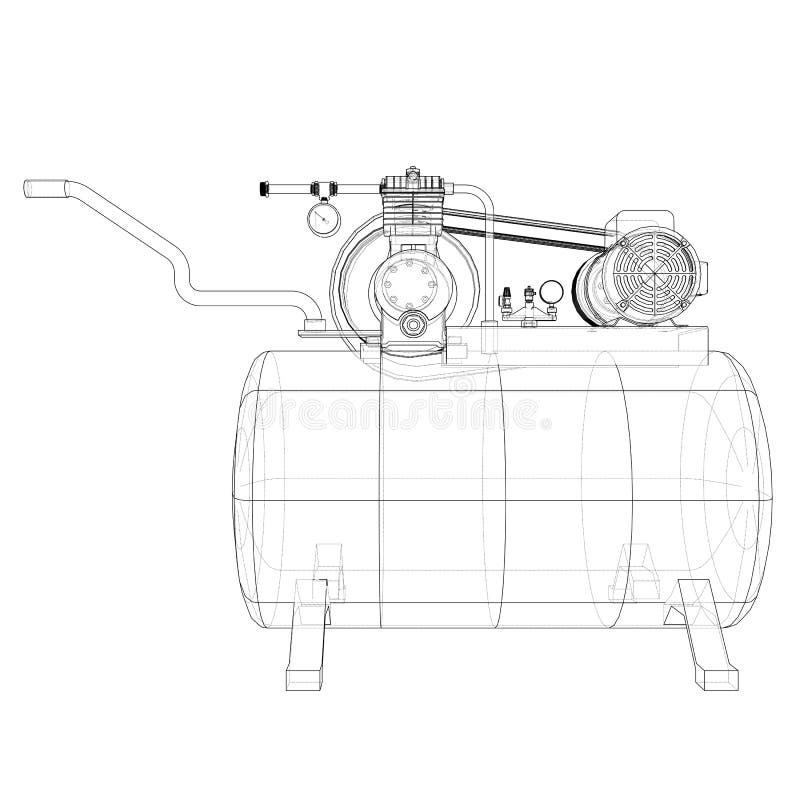 Outline Air Compressor. Vector Stock Vector - Illustration of ...